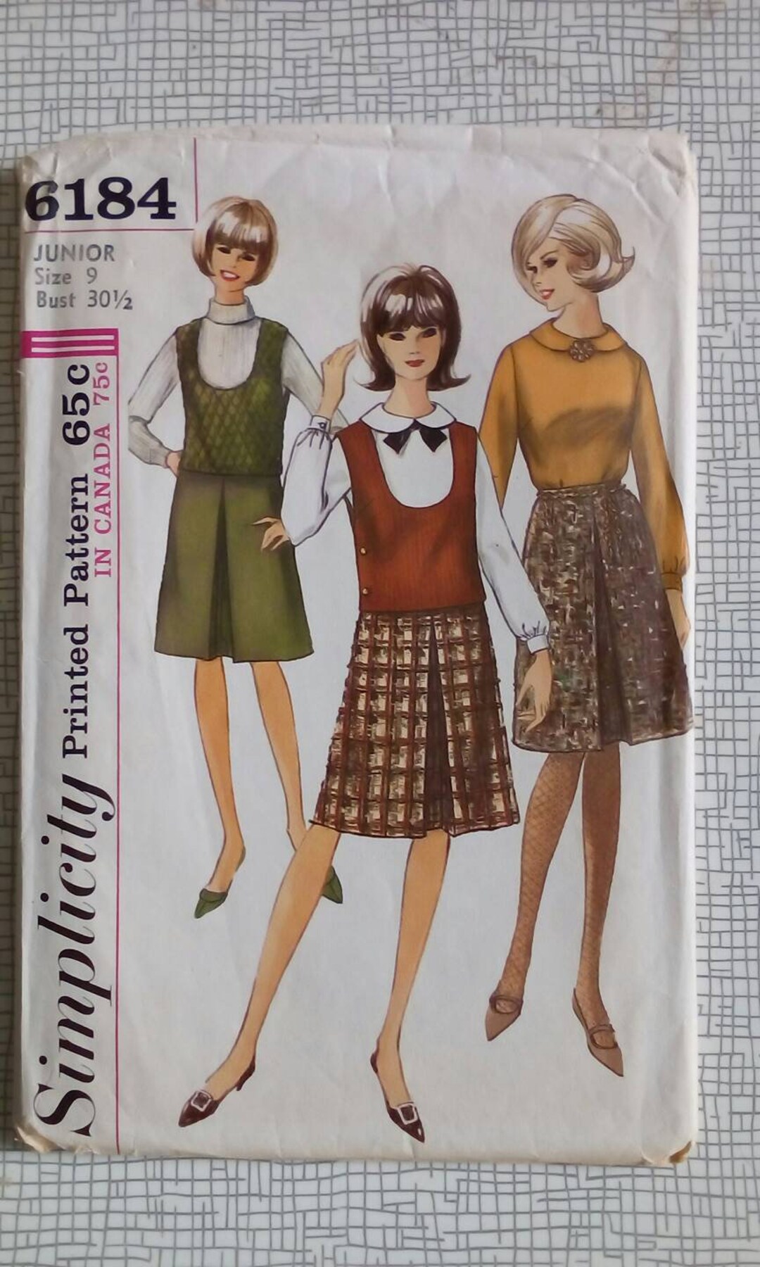 1965 Blouse, Top & Skirt - 30.5" Bust - Simplicity 6184 - Vintage ...