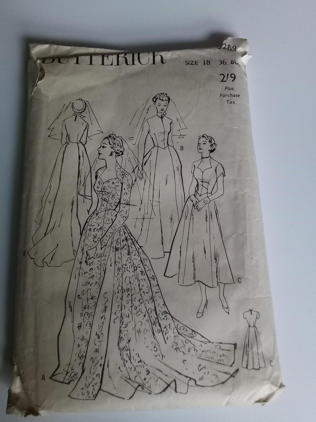 1950s Wedding & Bridesmaid Dress 36 Bust Butterick 5269 Vintage Sewing ...