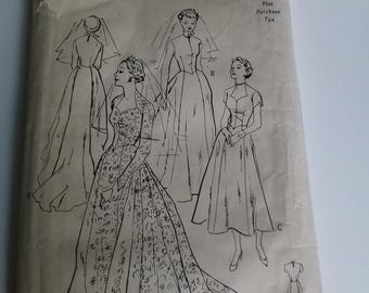 Vintage 1950 S Sewing Pattern , Butterick, Wedding Dress and Bridesmaid ...
