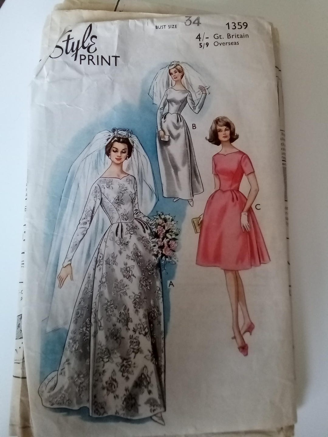 1950s Wedding & Cocktail Dress - 34" Bust - Style 1359 - Vintage Sewing ...
