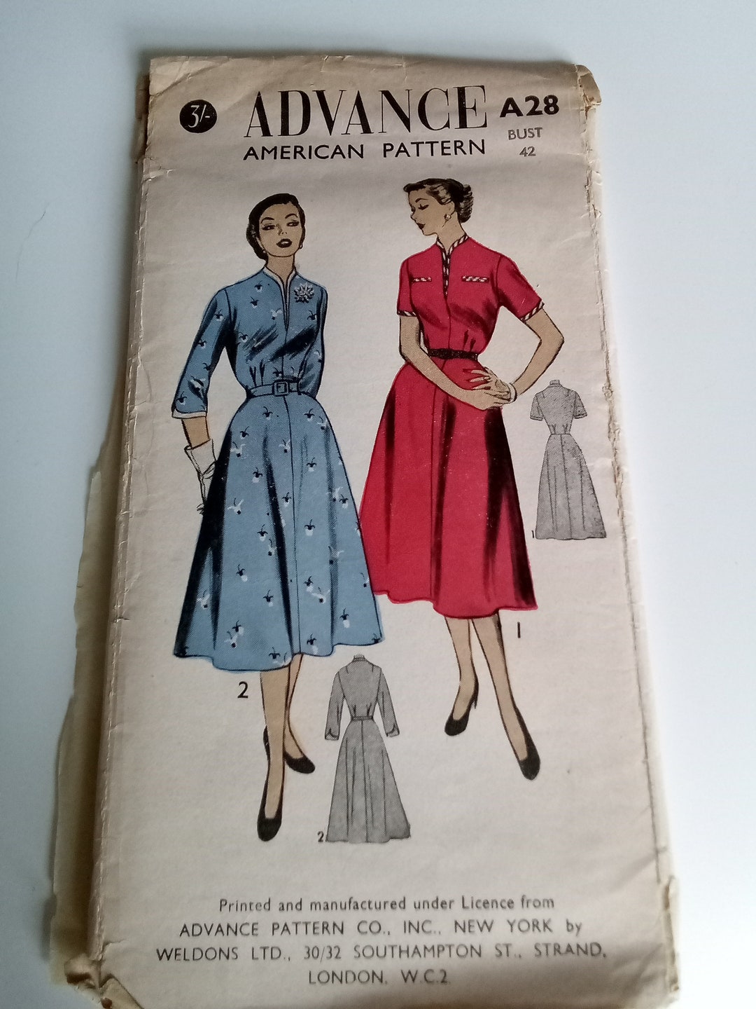 1950s Dress 42 Bust Advance A28 Vintage Sewing Pattern - Etsy