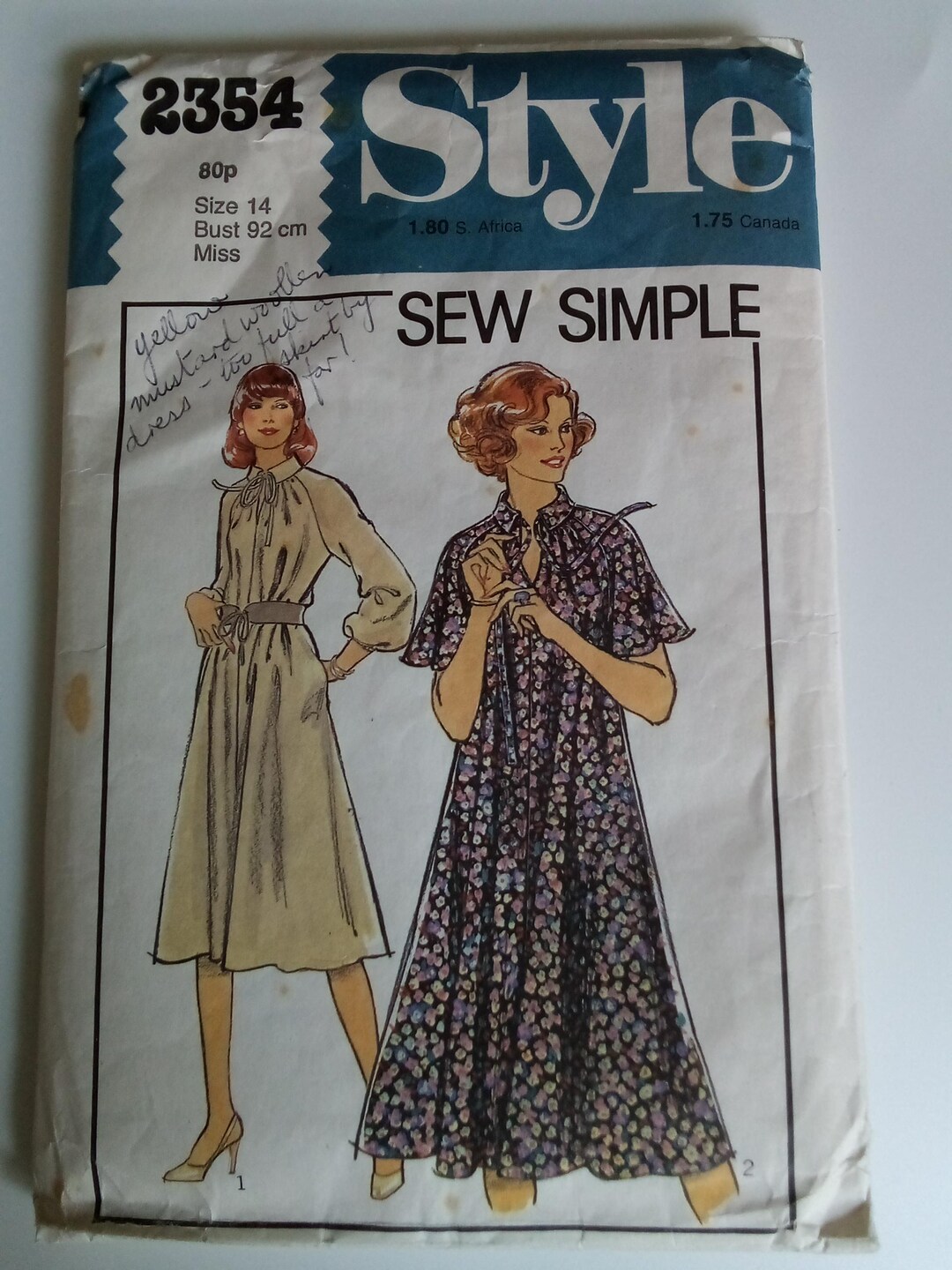 1978 Dress - 36" Bust - Style 2354 - Vintage Sewing Pattern - Etsy
