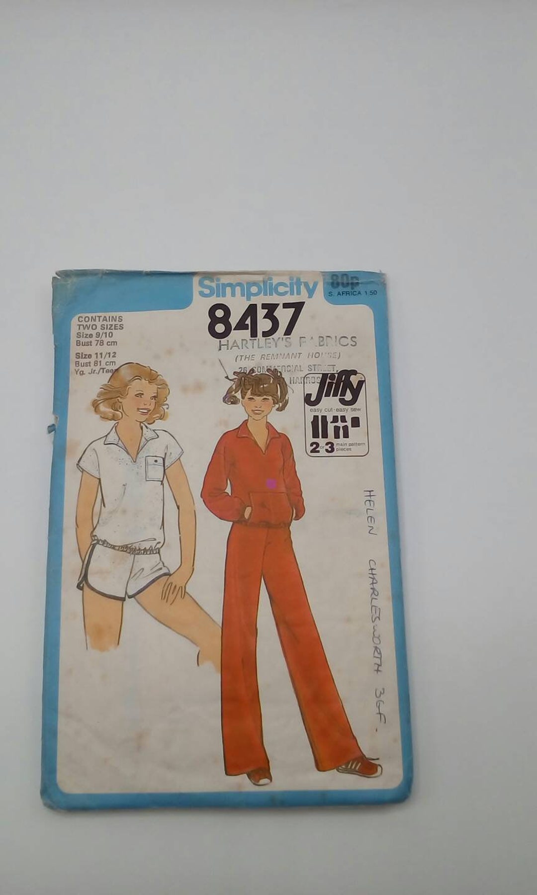1978 Girls' Top, Pants & Shorts Age 9/10, 11/12 Simplicity 8437 Vintage ...