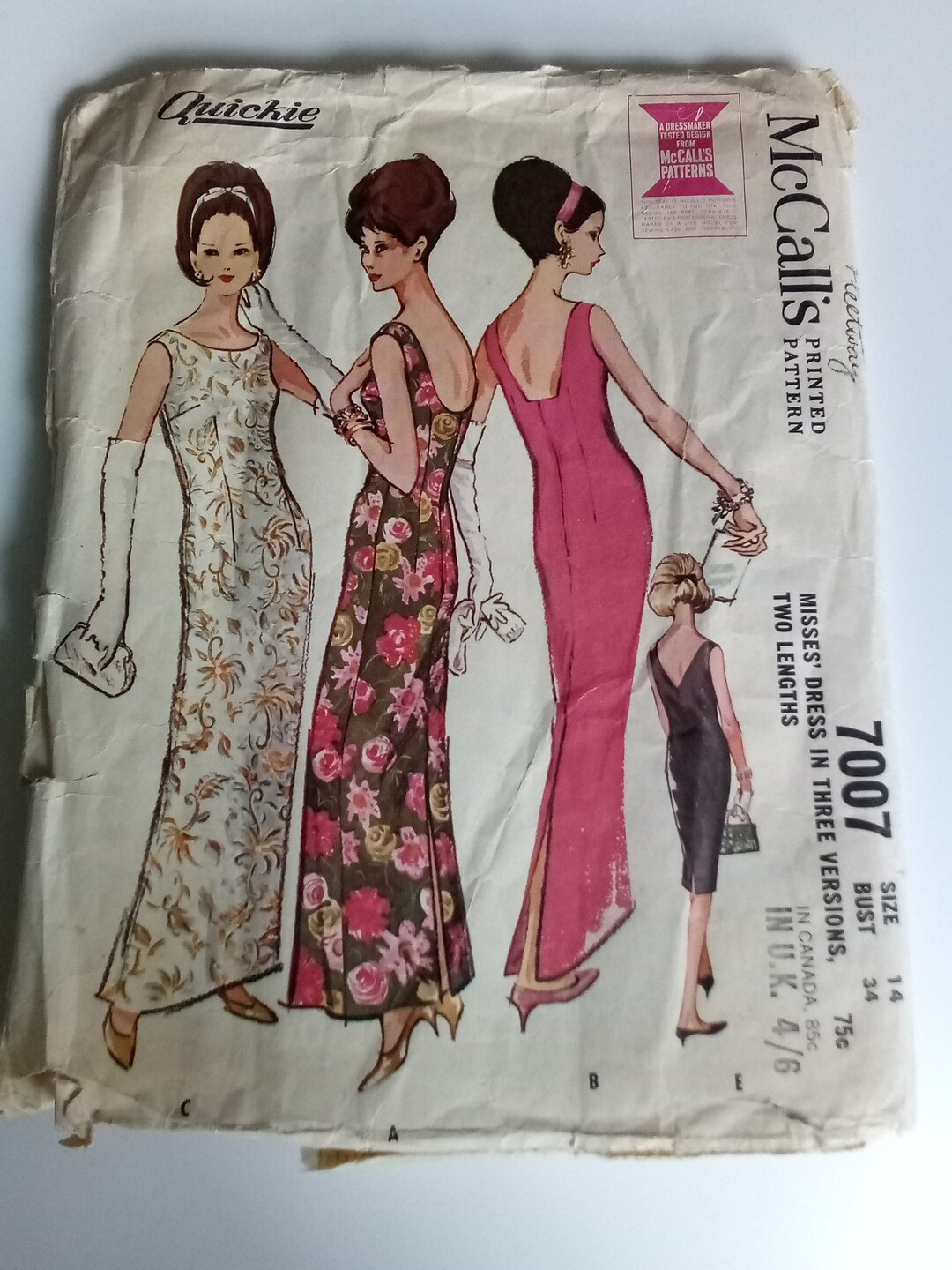 1963 Dress - 34" Bust - Mccall's 7007 - Vintage Sewing Pattern - Etsy