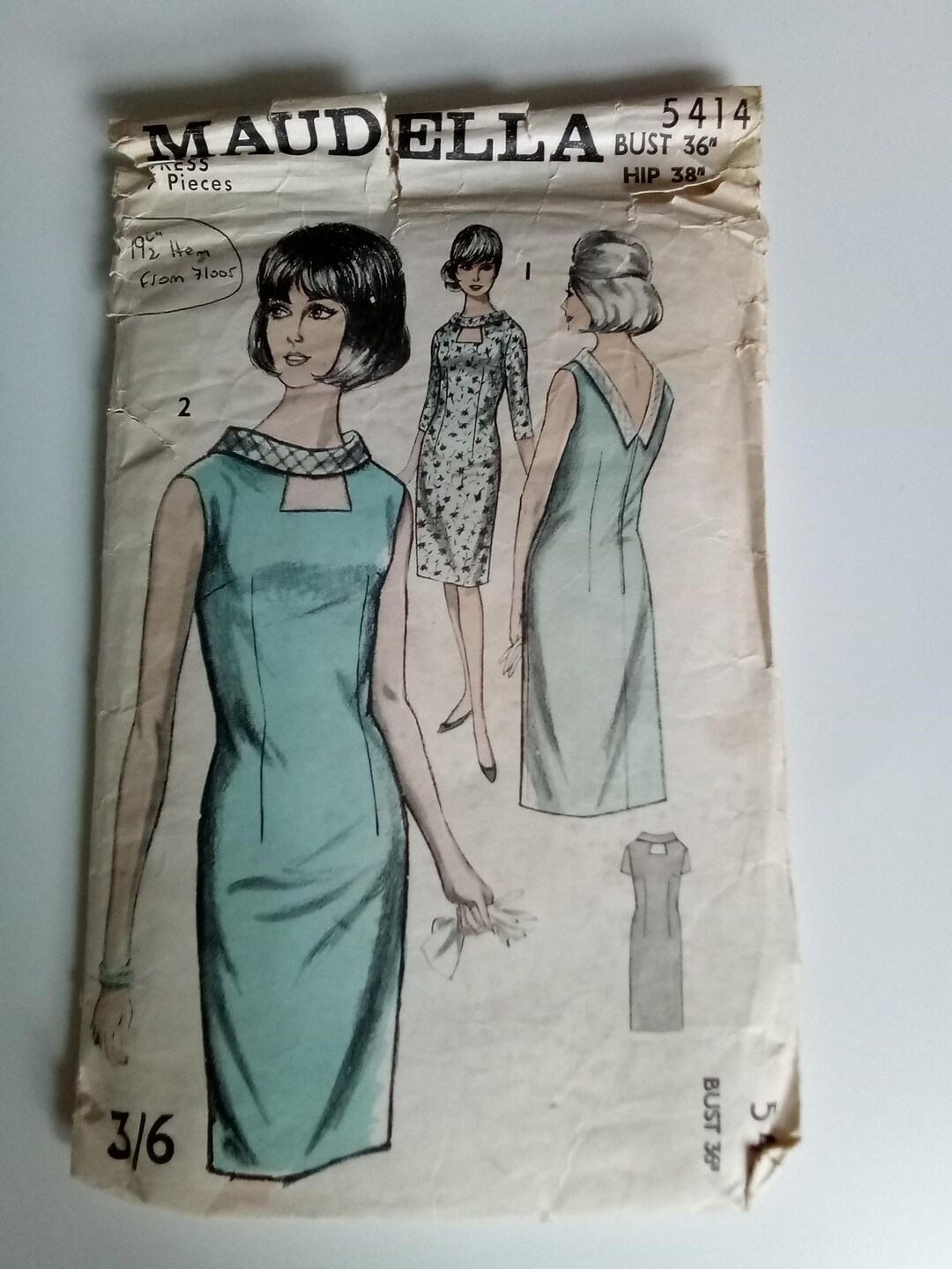 TLC - 1960s Dress - 36" Bust - Maudella 5414 - Vintage Sewing Pattern ...