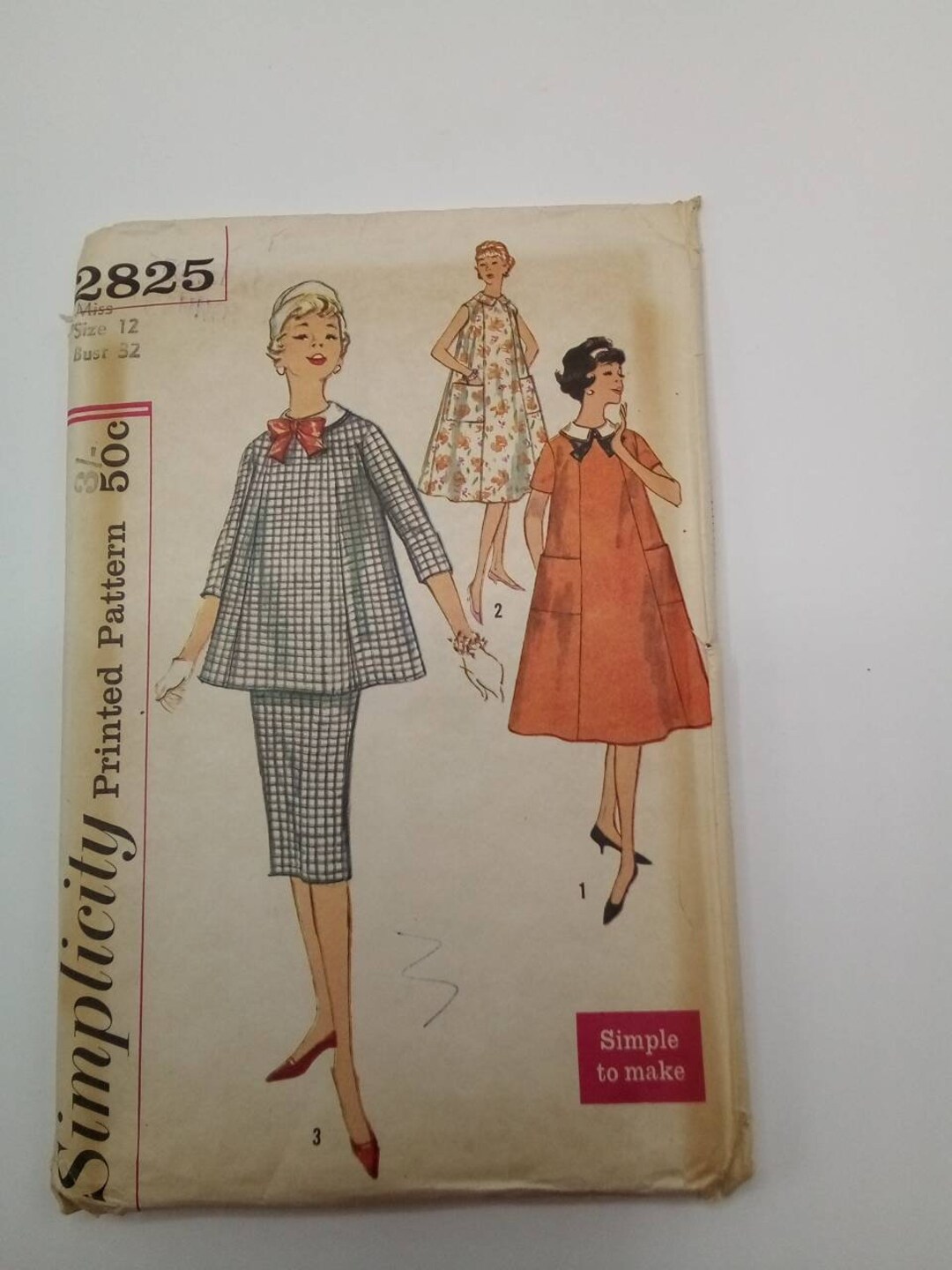 1950s Maternity Dress, Top & Skirt 32 Bust Simplicity 2825 Vintage ...