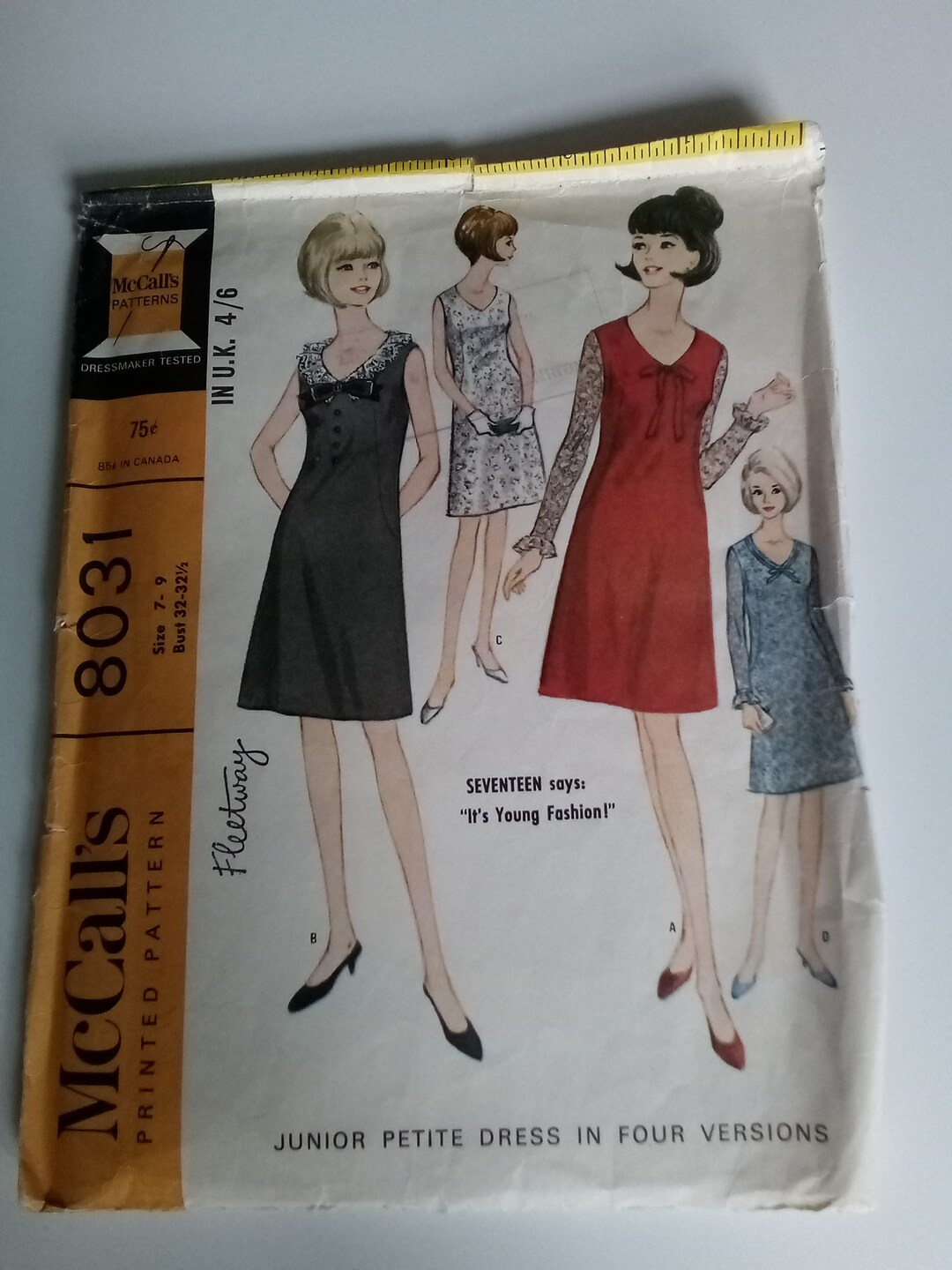 1965 Dress - 32"-32.5" Bust - Mccall's 8031 - Vintage Sewing Pattern - Etsy