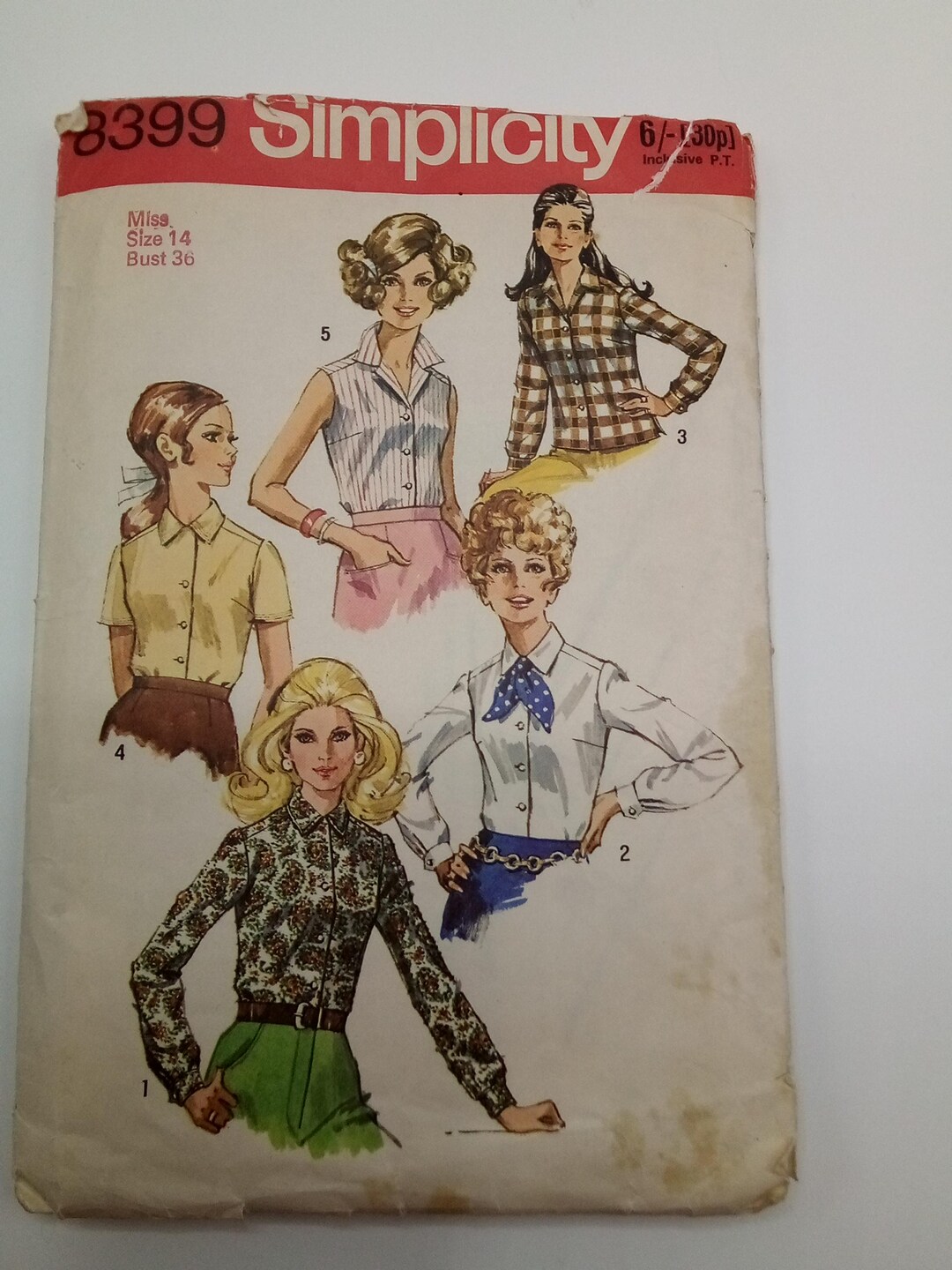 1969 Blouse - 36" Bust - Simplicity 8399 - Vintage Sewing Pattern - Etsy