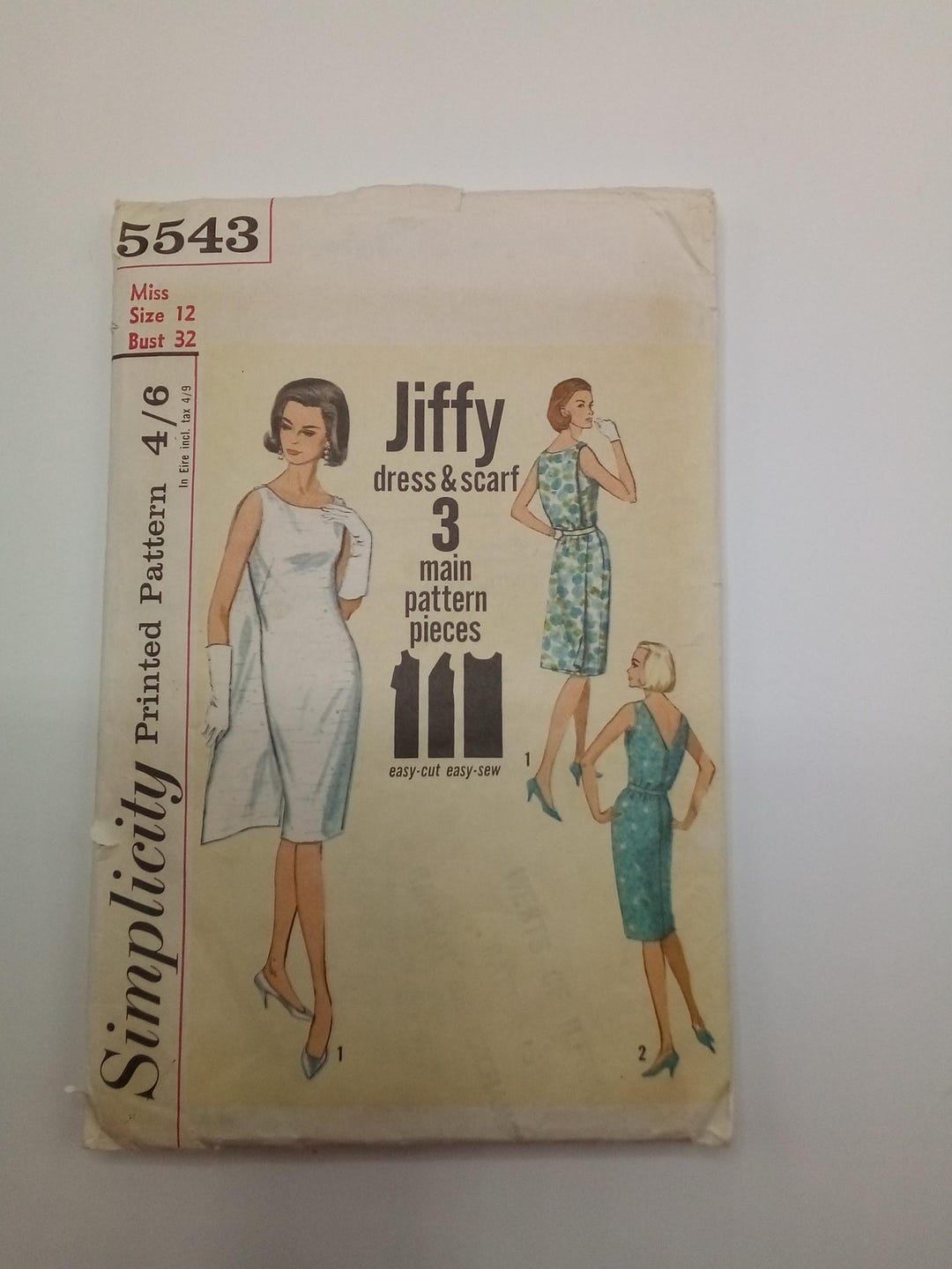1964 Dress & Scarf - 32" Bust - Simplicity 5543 - Vintage Sewing ...