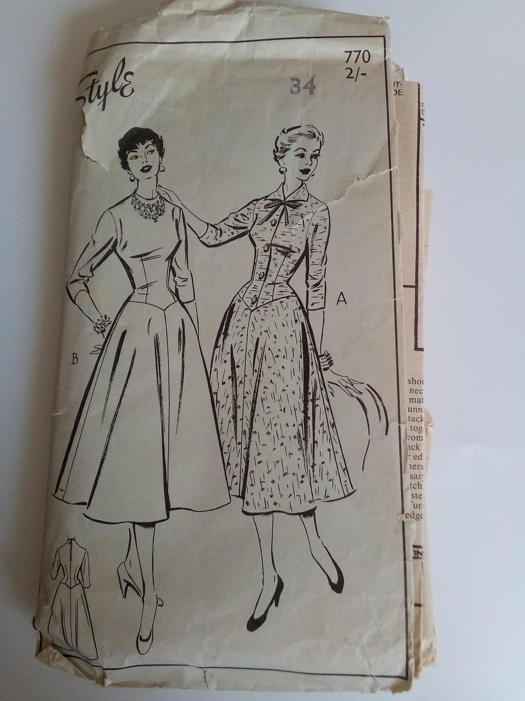 TLC - 1950s Dress - 34" Bust - Style 770 - Vintage Sewing Pattern - Etsy