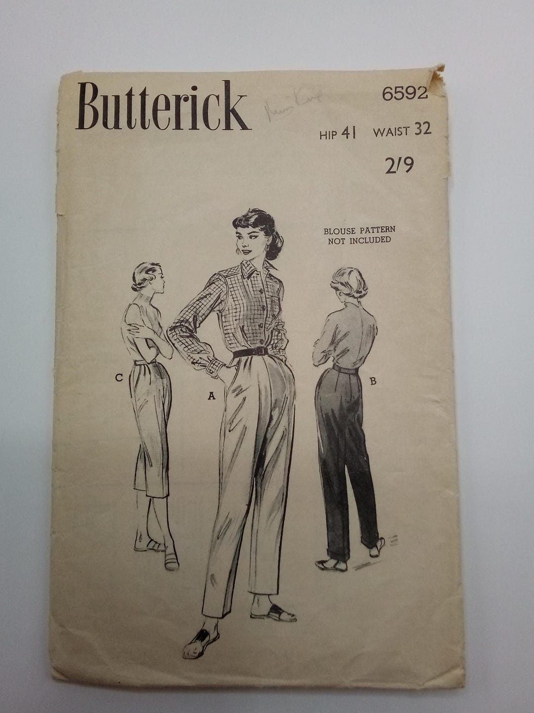 1950s Slacks & Pedal Pushers - 32" Waist - Butterick 6592 - Vintage ...
