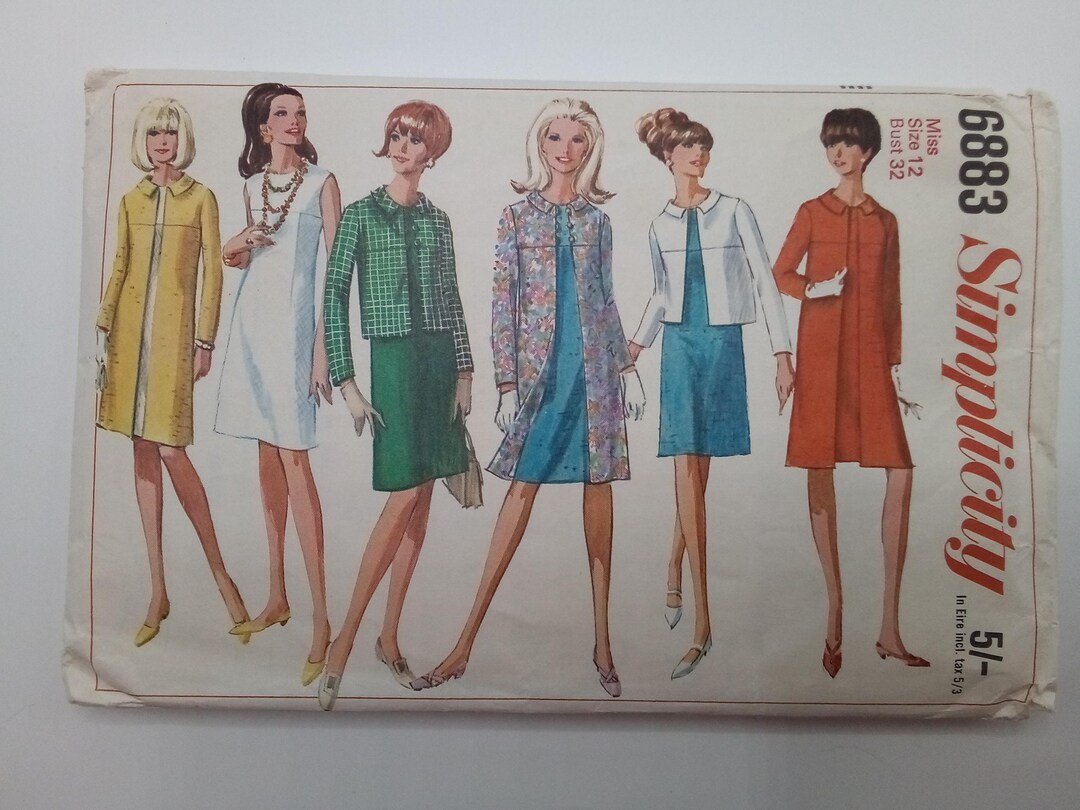1966 Dress, Jacket & Coat - 32" Bust - Simplicity 6883 - Vintage Sewing ...