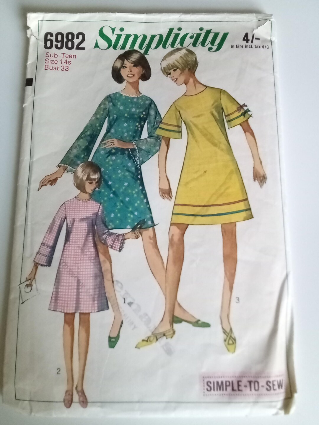 TLC 1967 Teen Dress 33 Bust Simplicity 6982 Vintage Sewing Pattern - Etsy