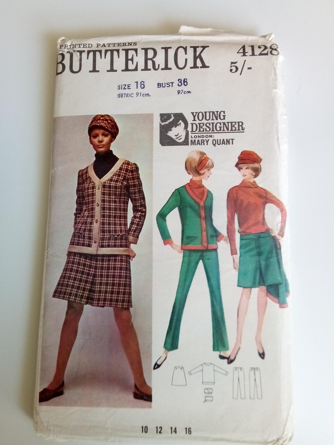 1960s Mary Quant Jacket, Pants, Skirt & Hat - 36" Bust - Butterick 4128 ...