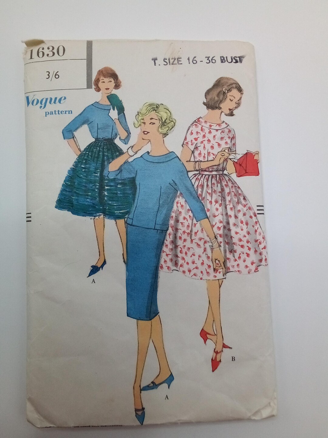 TLC - 1950s Teen Blouse & Skirt - 36" Bust - Vogue 1630 - Vintage ...