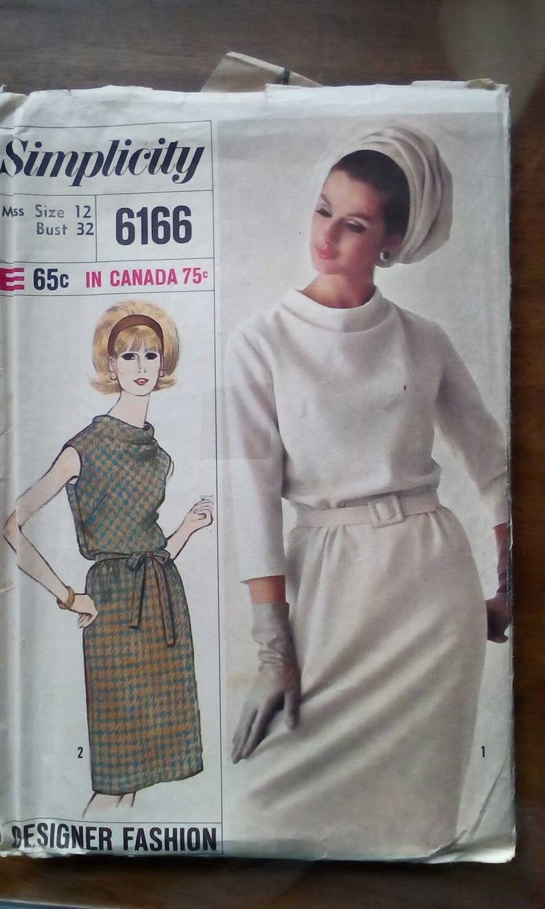 1965 Dress - 32" Bust - Simplicity 6166 - Vintage Sewing Pattern - Etsy