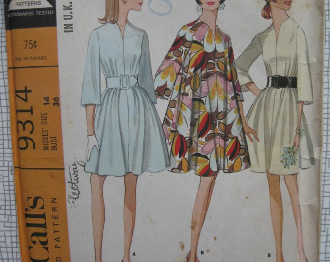 1968 Flared Dress Sewing Pattern 36 Bust - Etsy