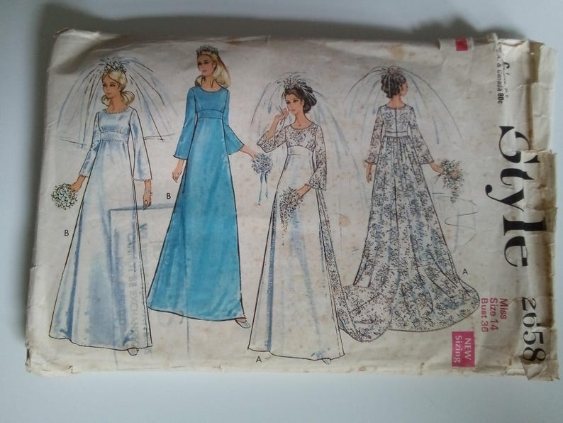 1969 Wedding & Bridesmaid Dress 36 Bust Style 2658 Vintage Sewing ...