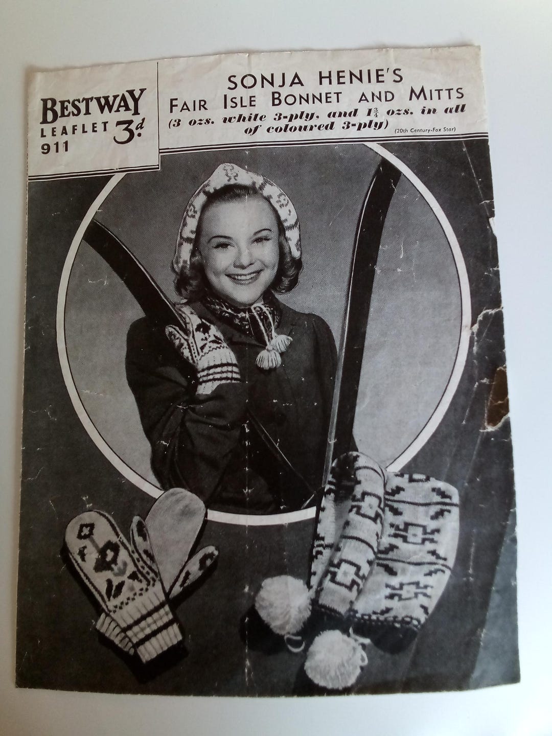 PDF - 1940s Sonja Henie's Fair Isle Bonnet & Mitts - Knitting Pattern ...
