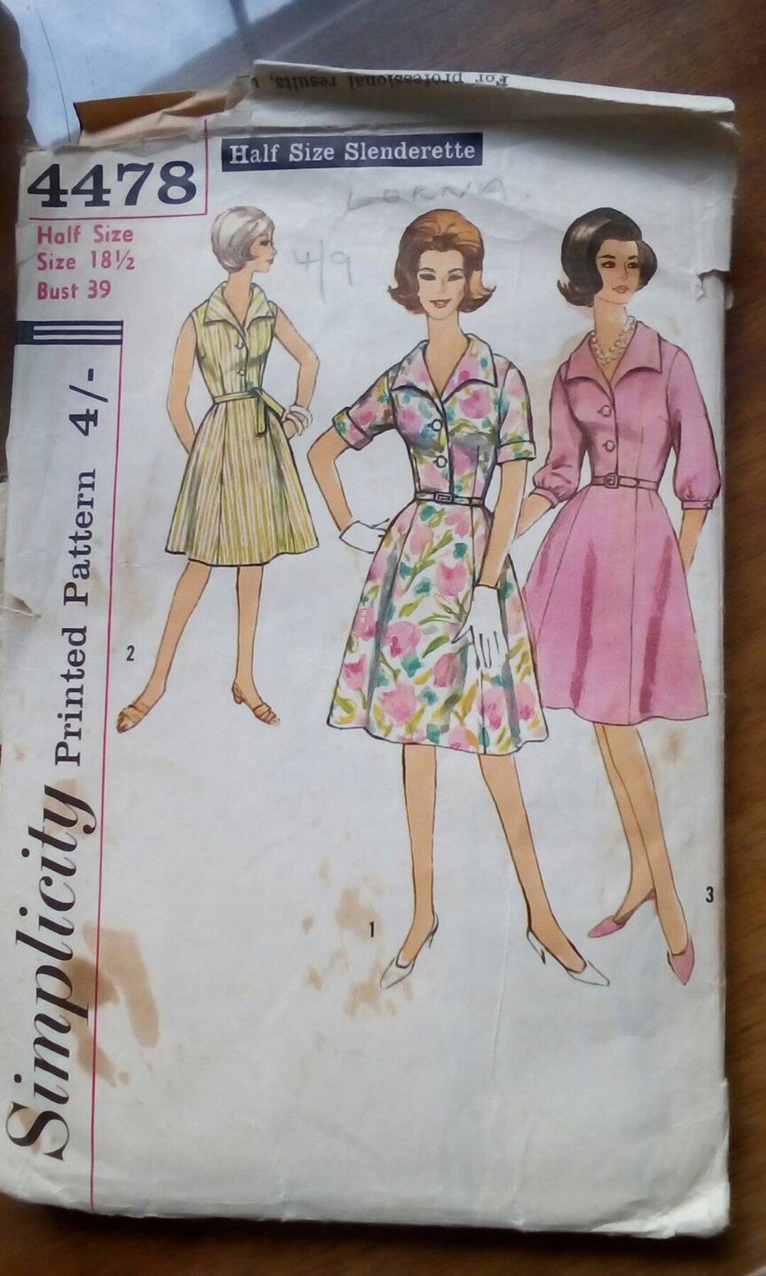 1960s Dress 39 Bust Simplicity 4478 Vintage Sewing Pattern - Etsy