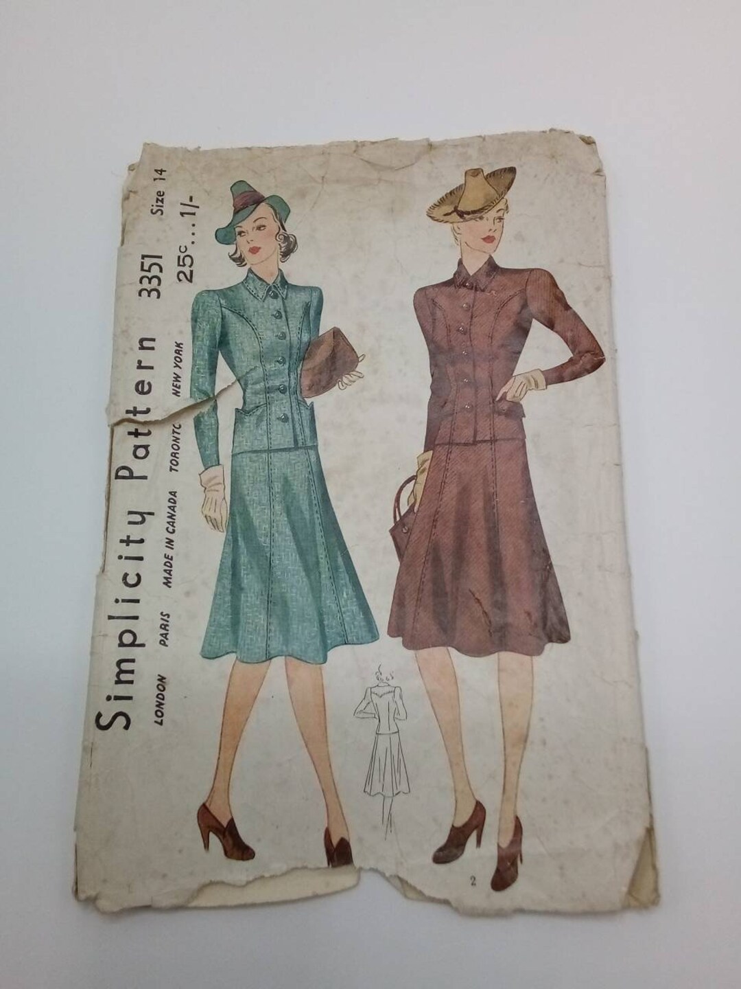 TLC - 1940s Tailored Suit - 32" Bust - Simplicity 3351 - Vintage Sewing ...