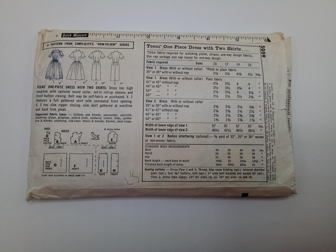TLC - 1960s Teen Dress - 30" Bust - Simplicity 5059 - Vintage Sewing ...