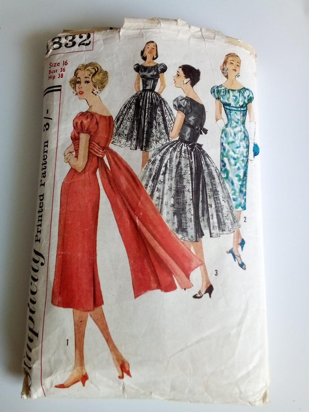 1950s Dress & Overskirt - 36" Bust - Simplicity 1832 - Vintage Sewing ...
