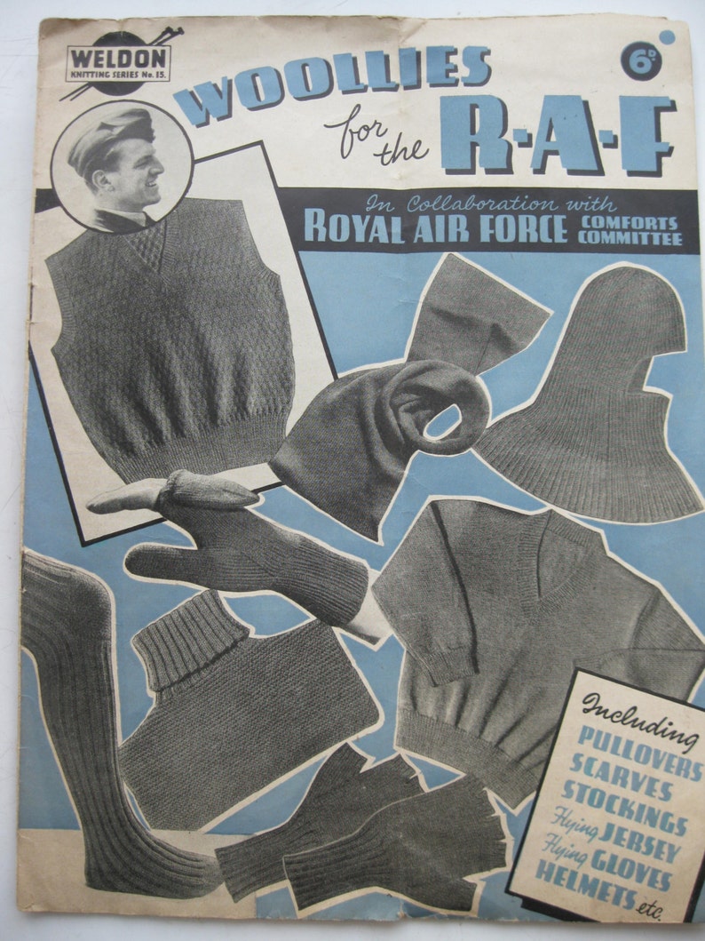 Woollies for the RAF Knitting Booklet - Weldon No. 15 - 1939 1940s Wartime WW2 Pattern PDF - Etsy