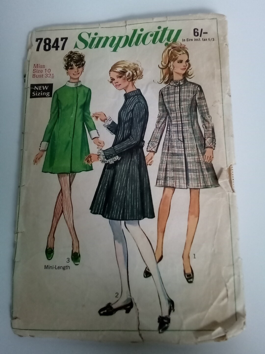 1968 Dress 32.5 Bust Simplicity 7847 Vintage Sewing Pattern - Etsy
