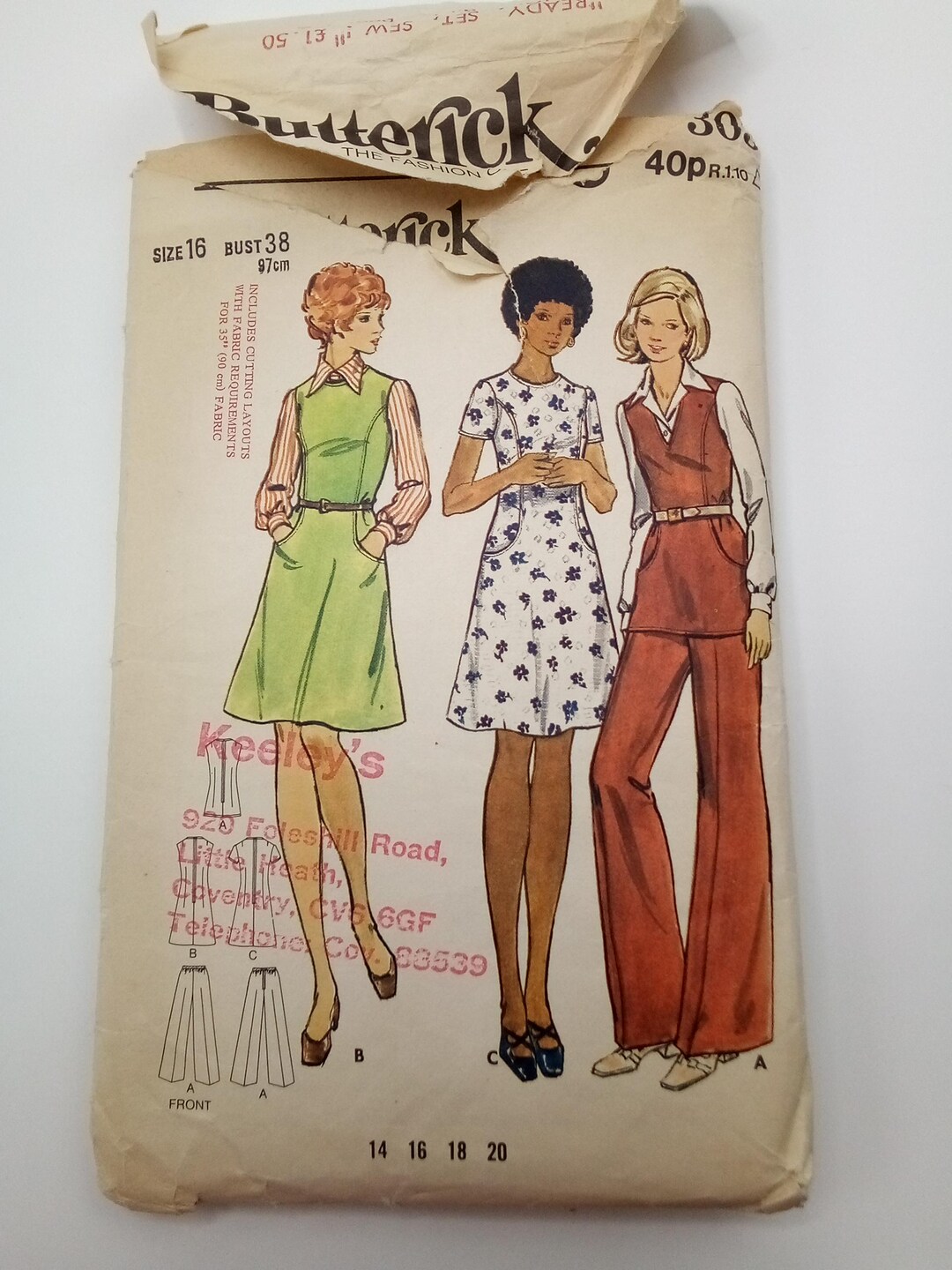 TLC - 1970s Dress, Tunic, Jumper & Pants - 38" Bust - Butterick 3032 ...