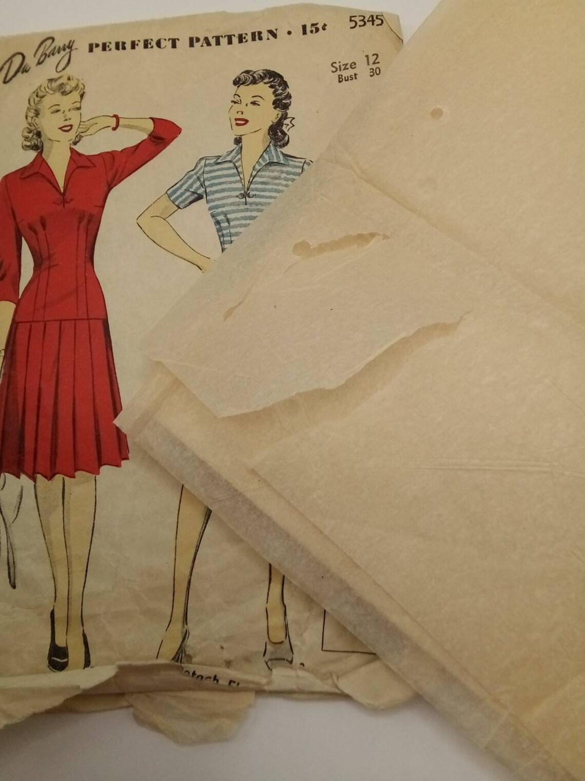 TLC - 1942 Two Piece Dress - 30" Bust - Dubarry 5345 - Vintage Sewing ...