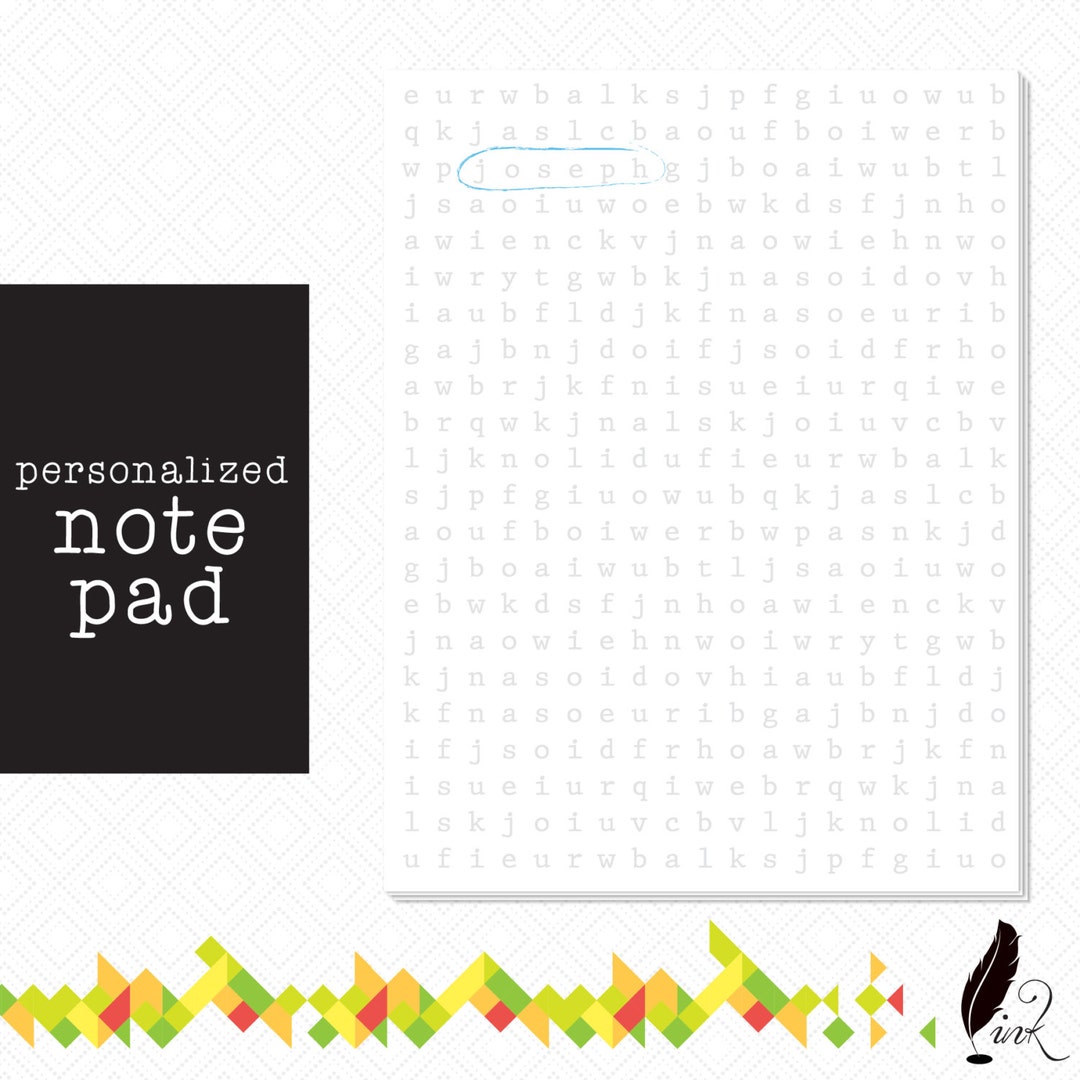 Note Pad, Personalized Word Search Note Pad - Etsy