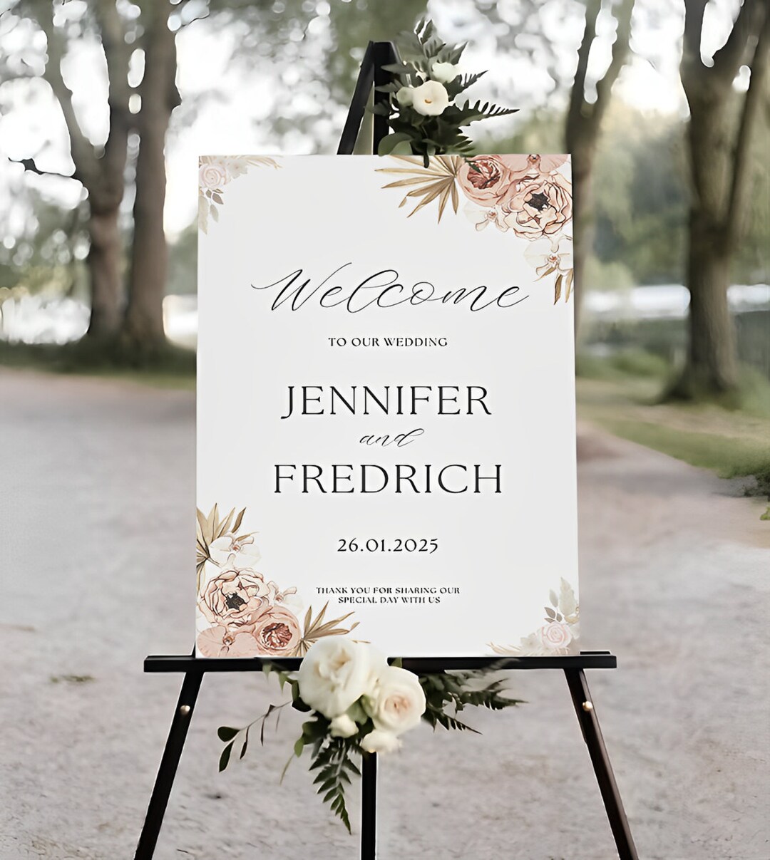 Editable Wedding Welcome Sign Template - Boho Floral Pastel Wedding ...