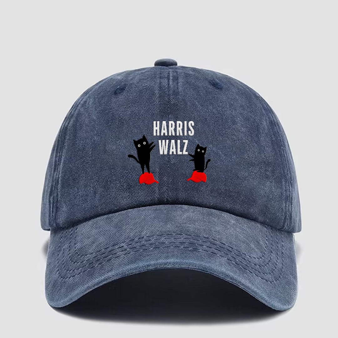 Harris Walz Embroidery Hat, Cat Stepping on Maga Hat, President Harris ...