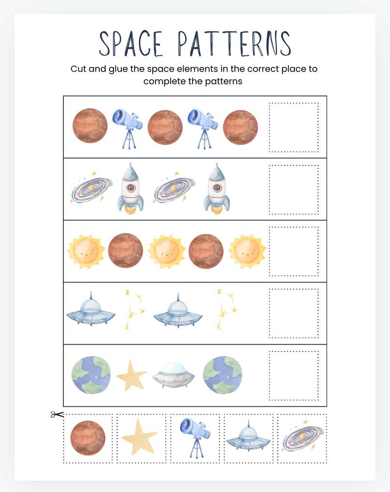 Space Printable for Preschooler, Montessori Printable, Kindergarten ...