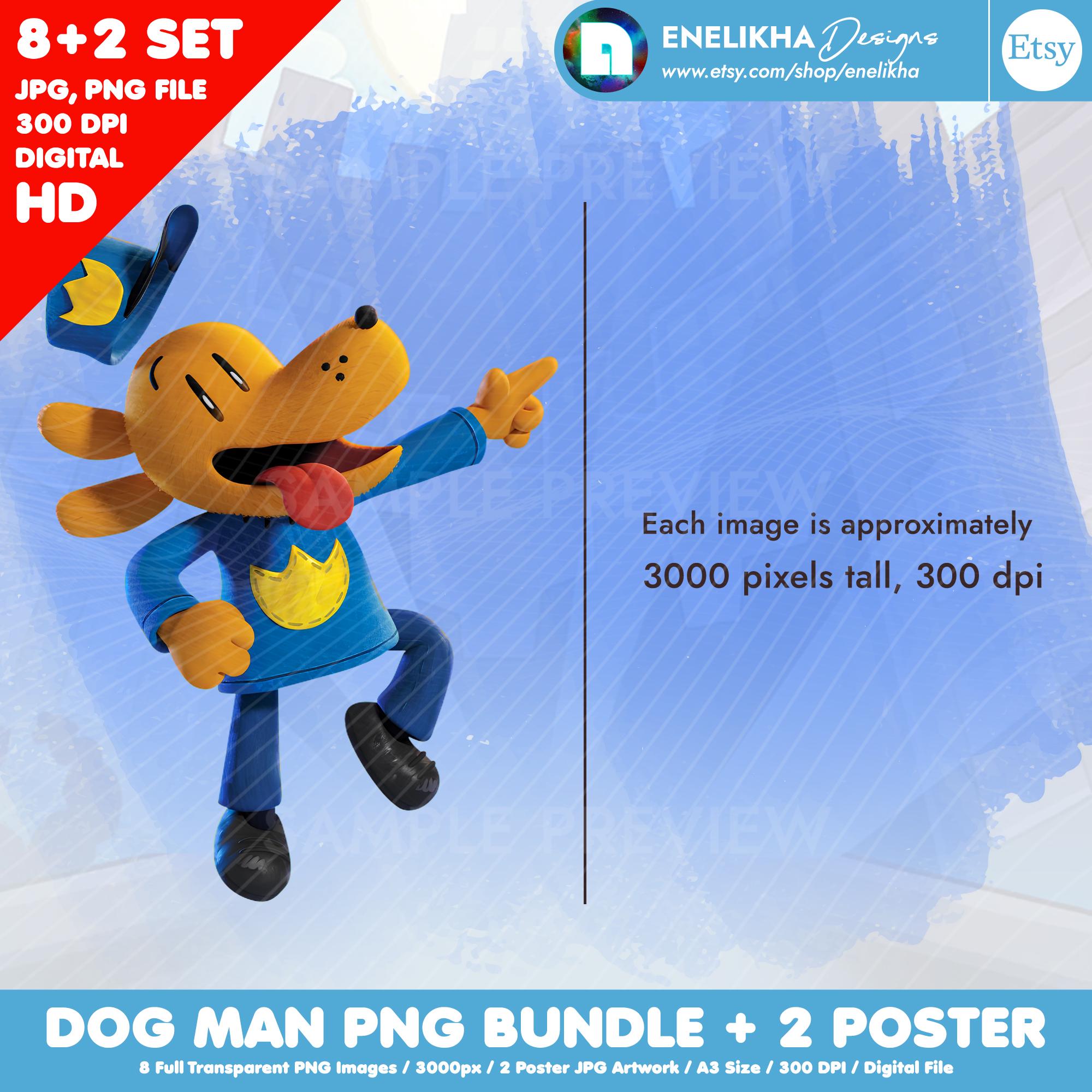 Dog Man Movie Character PNG Bundle: 8 HD Images + 2 A3 Posters (instant ...