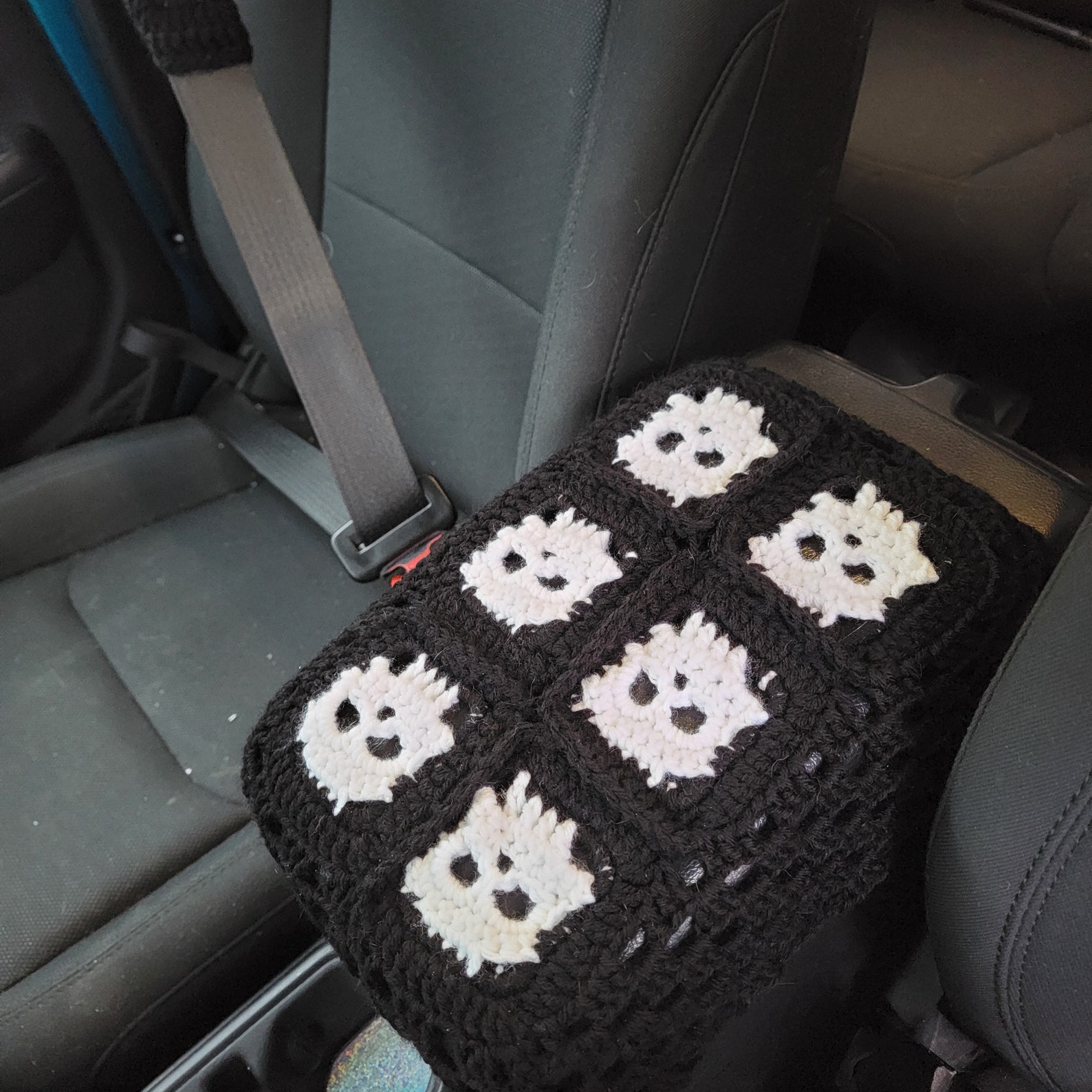Skull Crochet Center Console Cover - Etsy