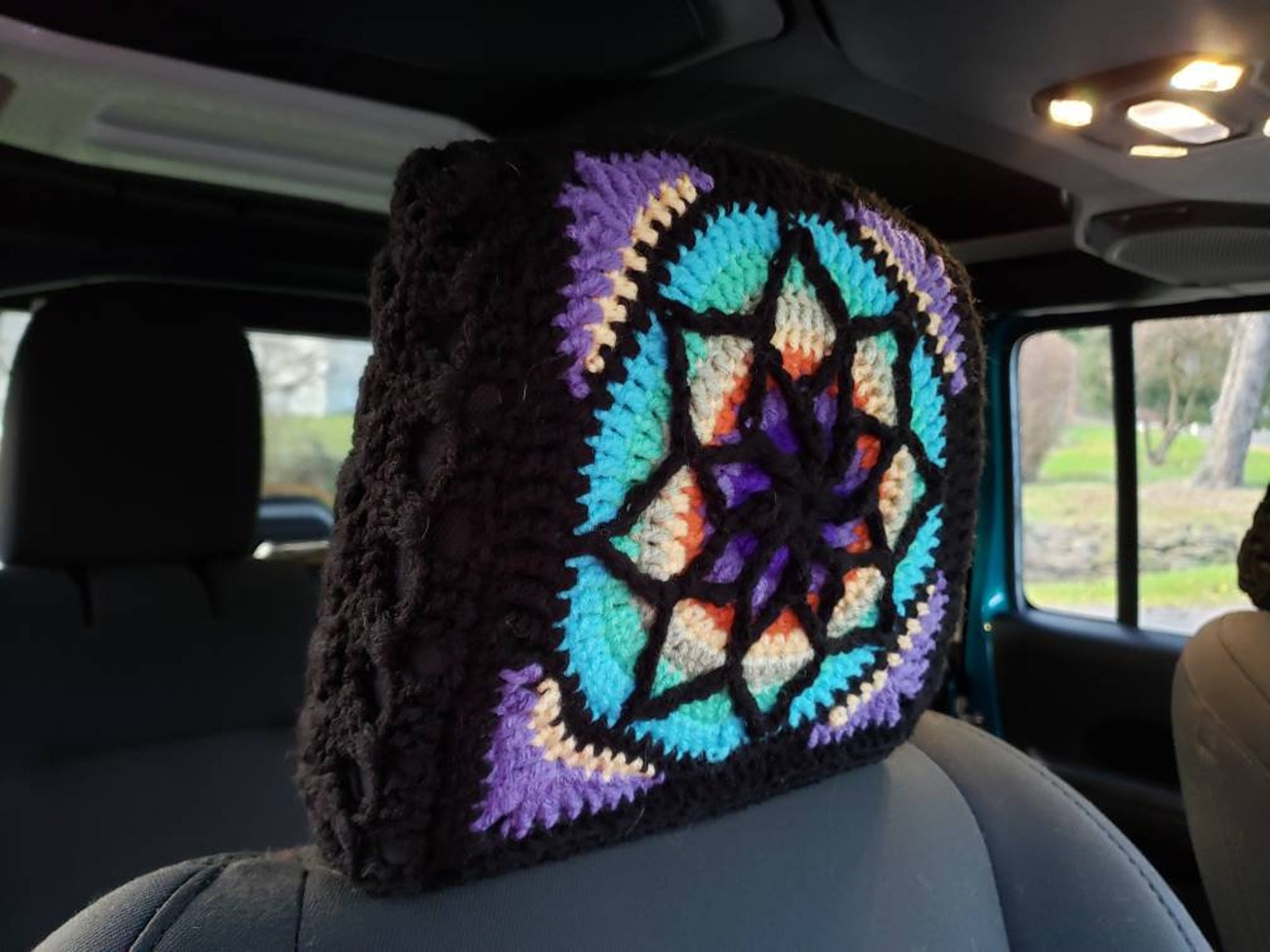 Stain Glass Square Crochet Headrest Covers - Etsy