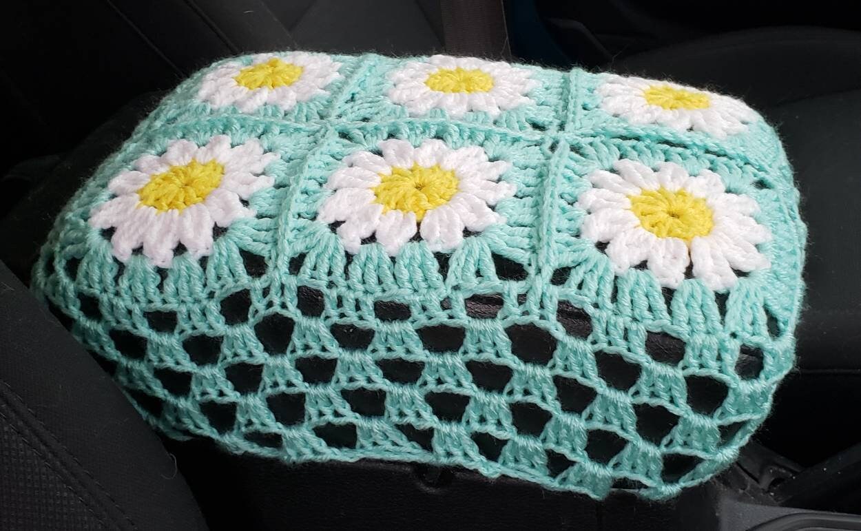 Daisy Crochet Center Console Cover - Etsy