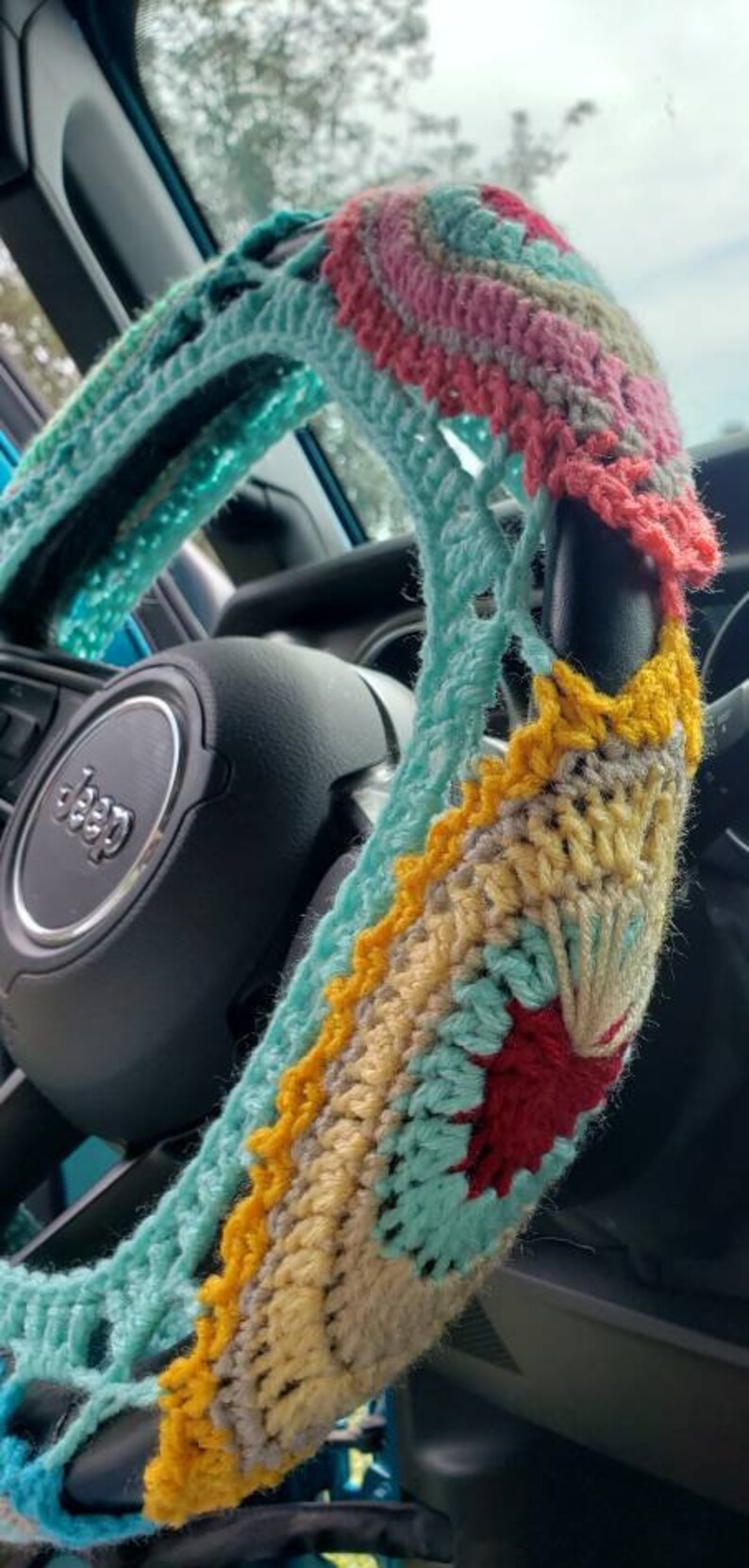Peacock Feather Crochet Steering Wheel Cover - Etsy