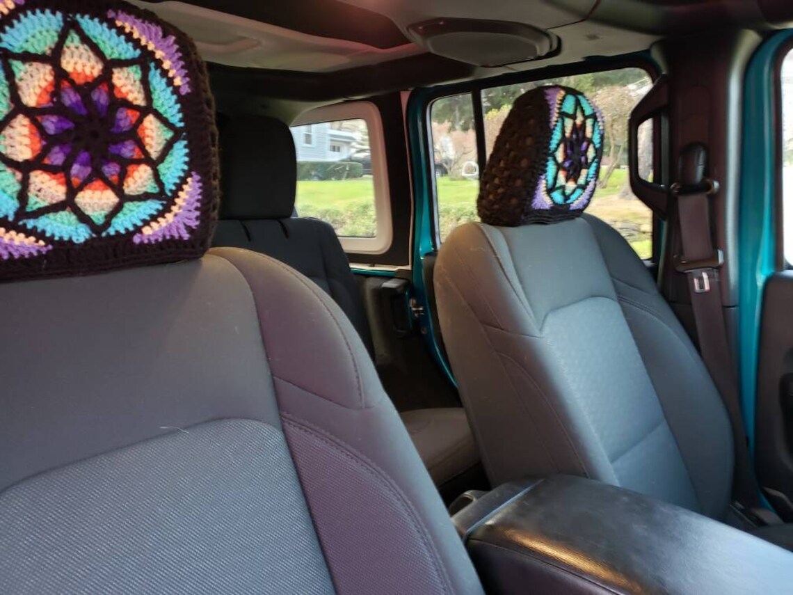Stain Glass Square Crochet Headrest Covers - Etsy