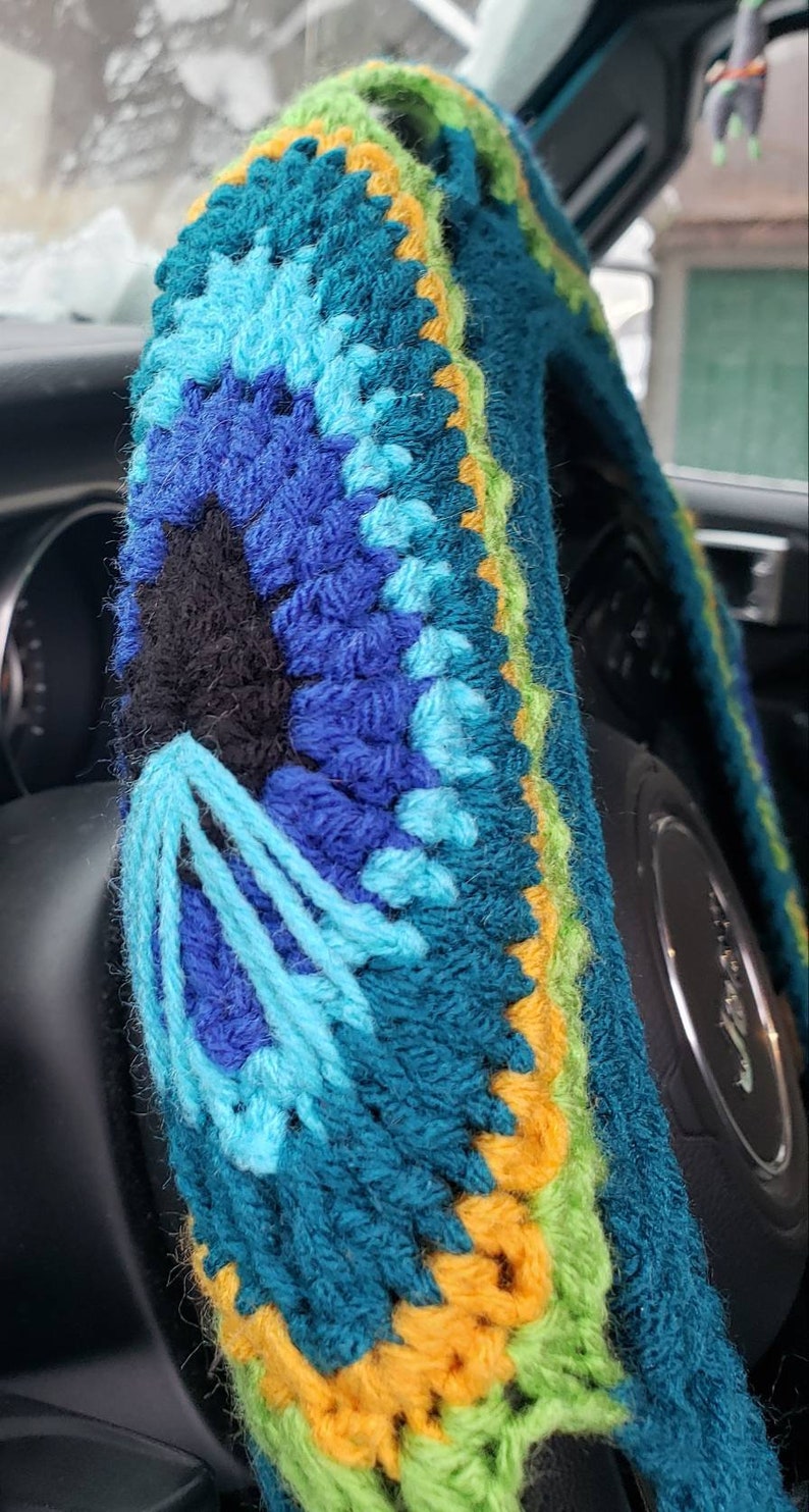 Peacock Feather Crochet Steering Wheel Cover - Etsy