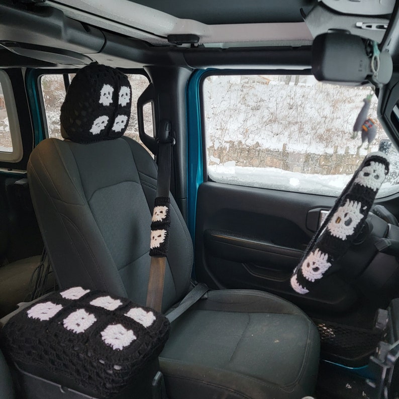 Skull Crochet Center Console Cover - Etsy