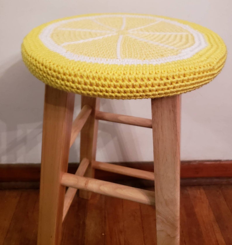 Lemon Circle Crochet Stool Cover - Etsy