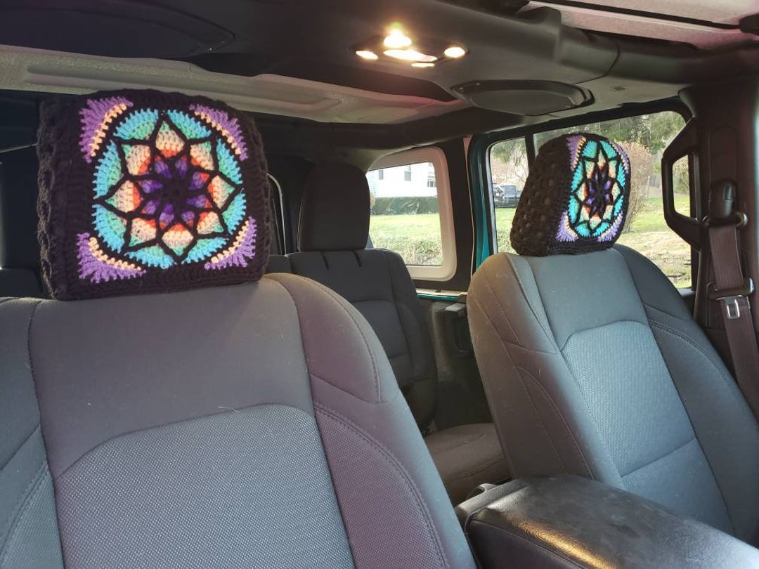 Stain Glass Square Crochet Headrest Covers - Etsy