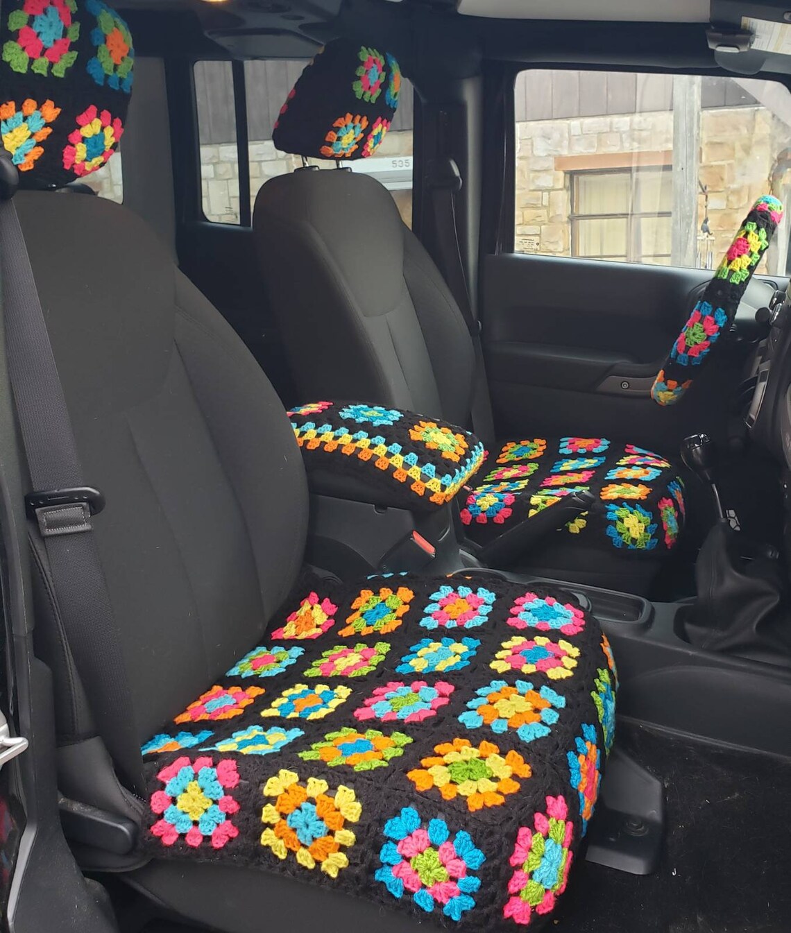 Granny Square Crochet Headrest Covers - Etsy