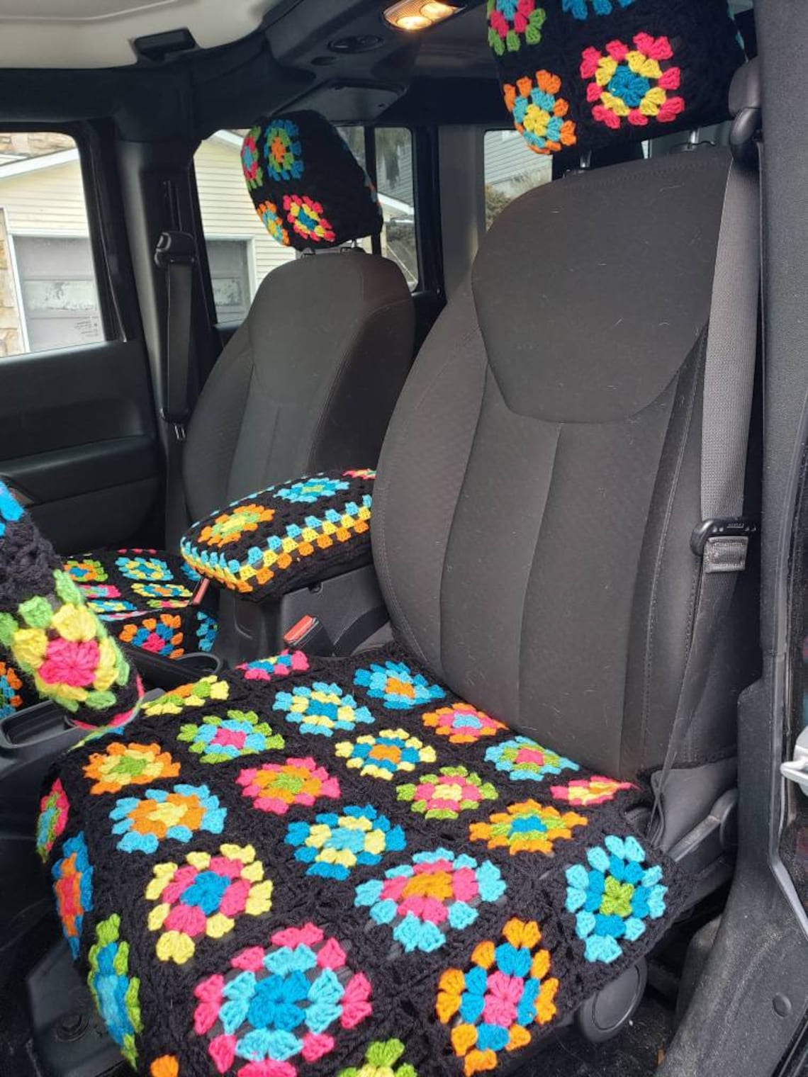 Granny Square Crochet Center Console Cover - Etsy