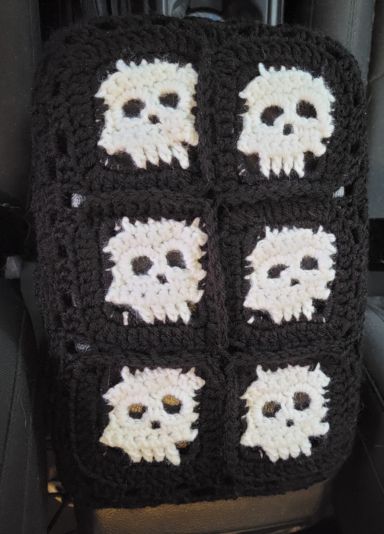 Skull Crochet Center Console Cover - Etsy
