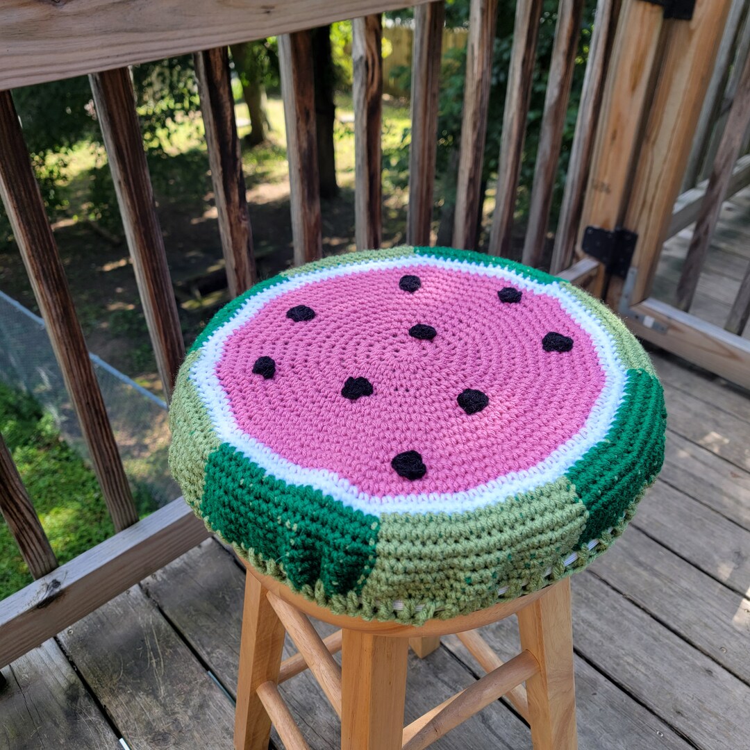 Watermelon Circle Crochet Stool Cover - Etsy