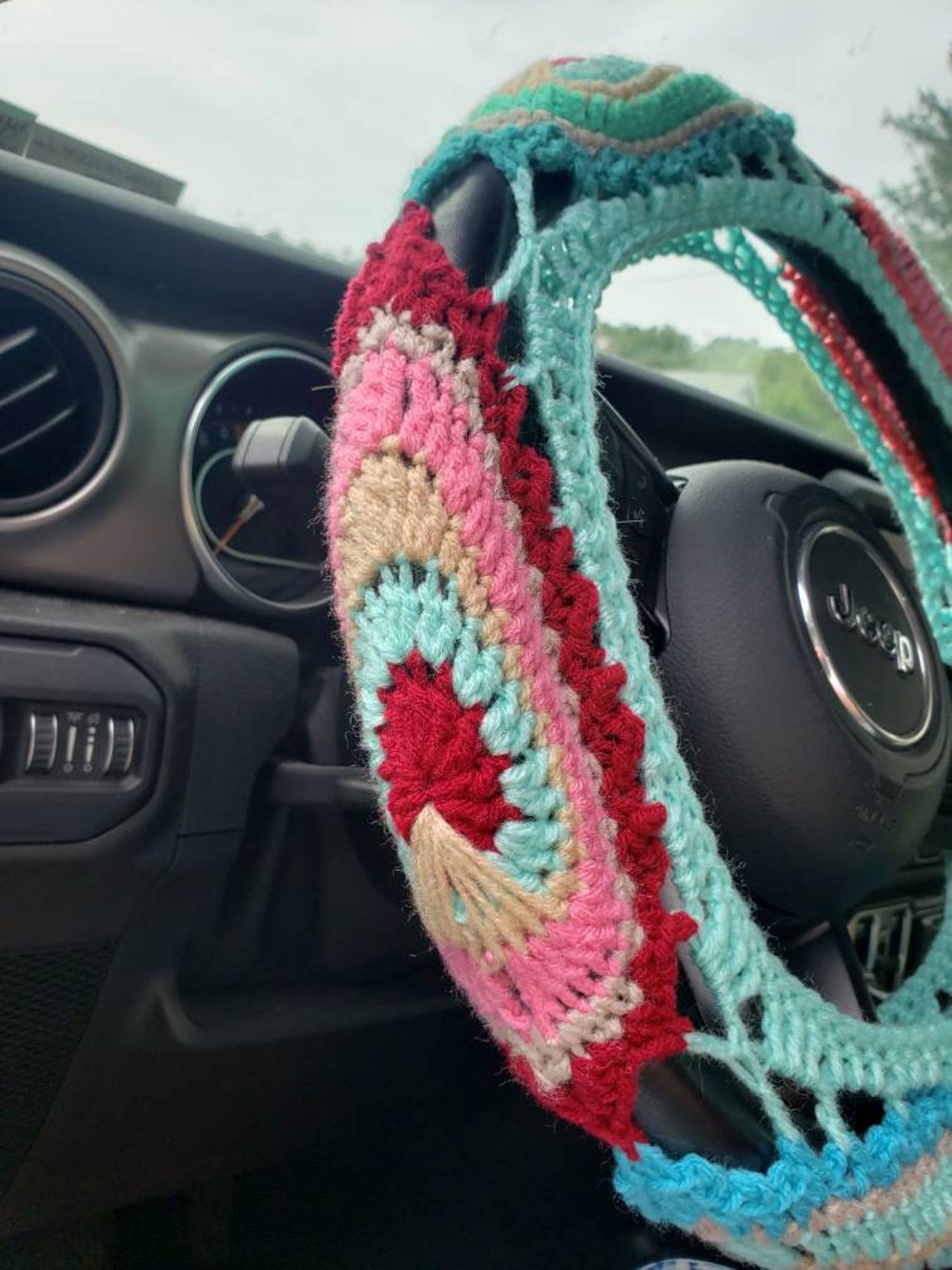 Peacock Feather Crochet Steering Wheel Cover | Etsy